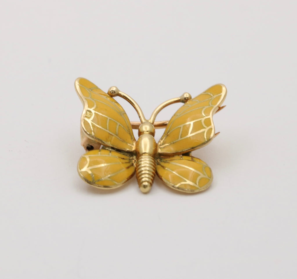 Vintage Enamel and 18K Gold Butterfly Pin, Clip – Alpha & Omega Jewelry