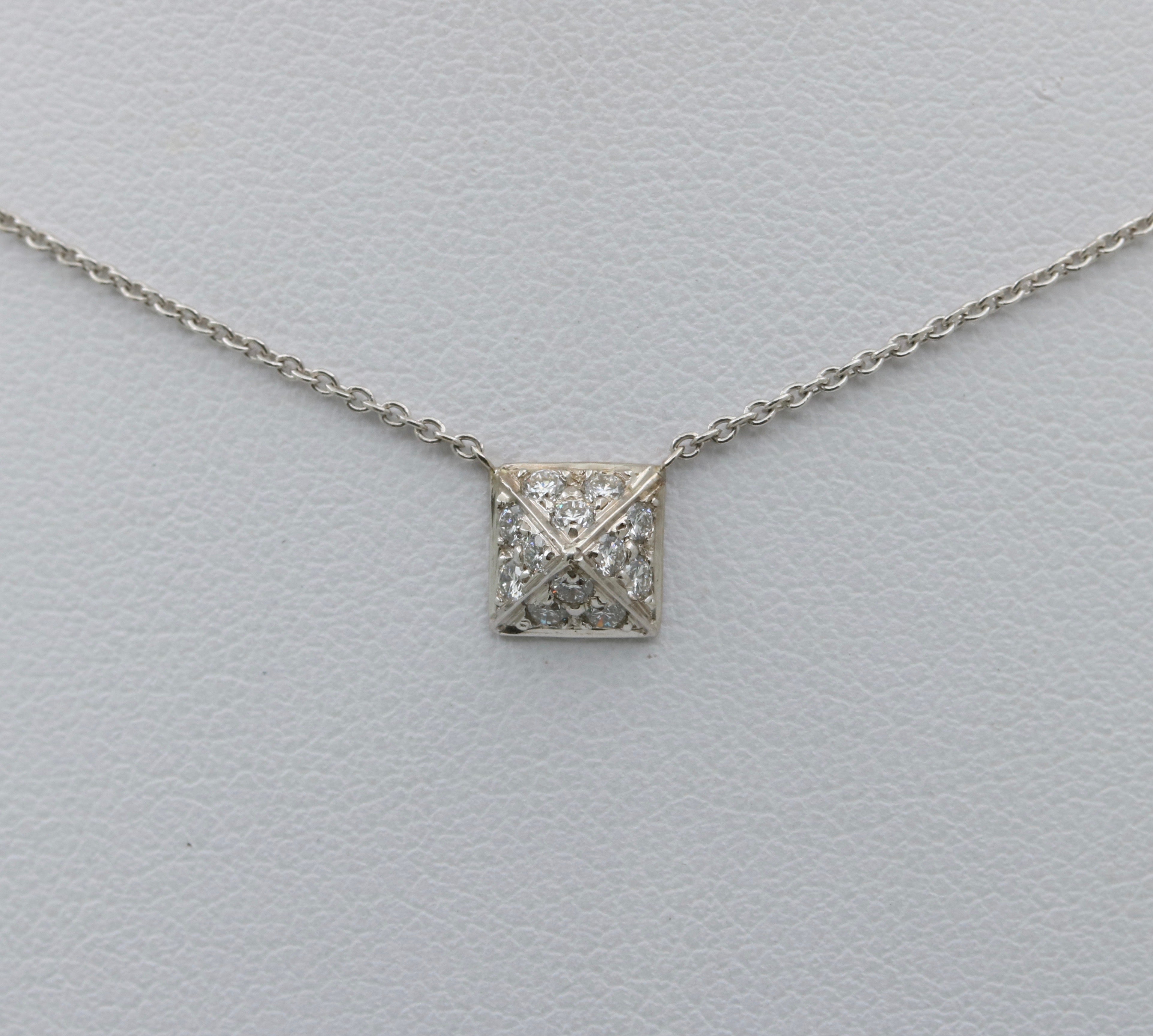 Diamond Pyramid and 18K White Gold Necklace – Alpha & Omega Jewelry
