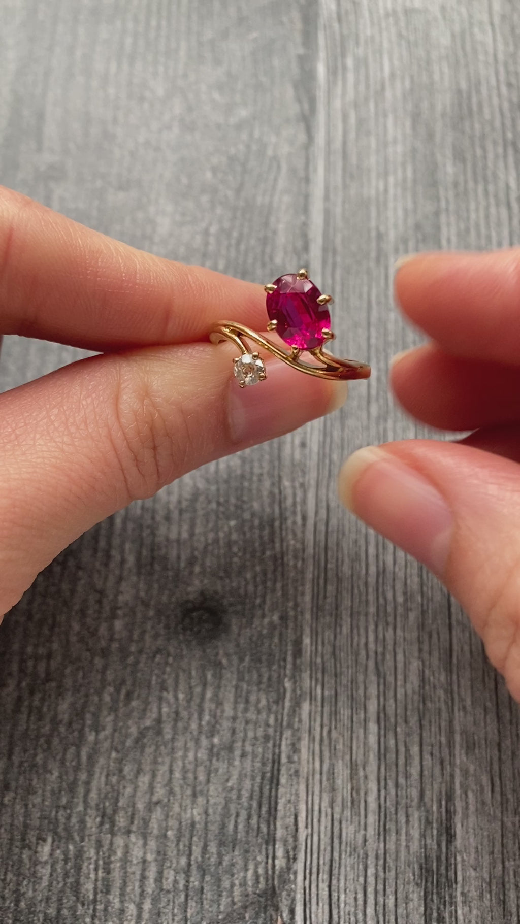 Vintage 18K Gold, Diamond, and Man-Made Ruby Wrap Ring – Alpha & Omega ...